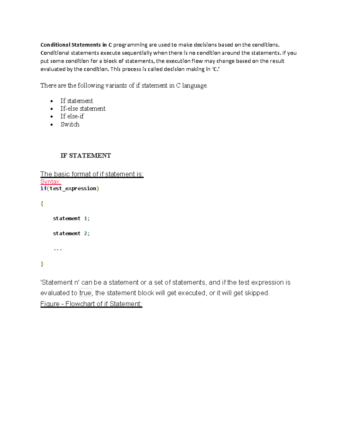C Programming: Conditional Statements and Control Flow Techniques - Studocu