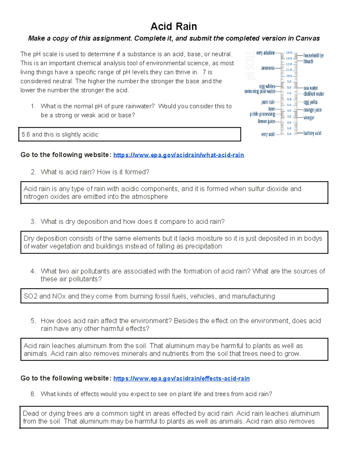 Acid Rain Assignment - Acid Rain Make a copy of this assignment ...