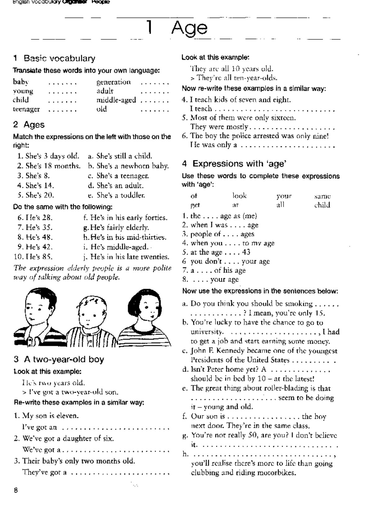 English Vocabulary Organizer: Key Terms and Expressions on Age and ...
