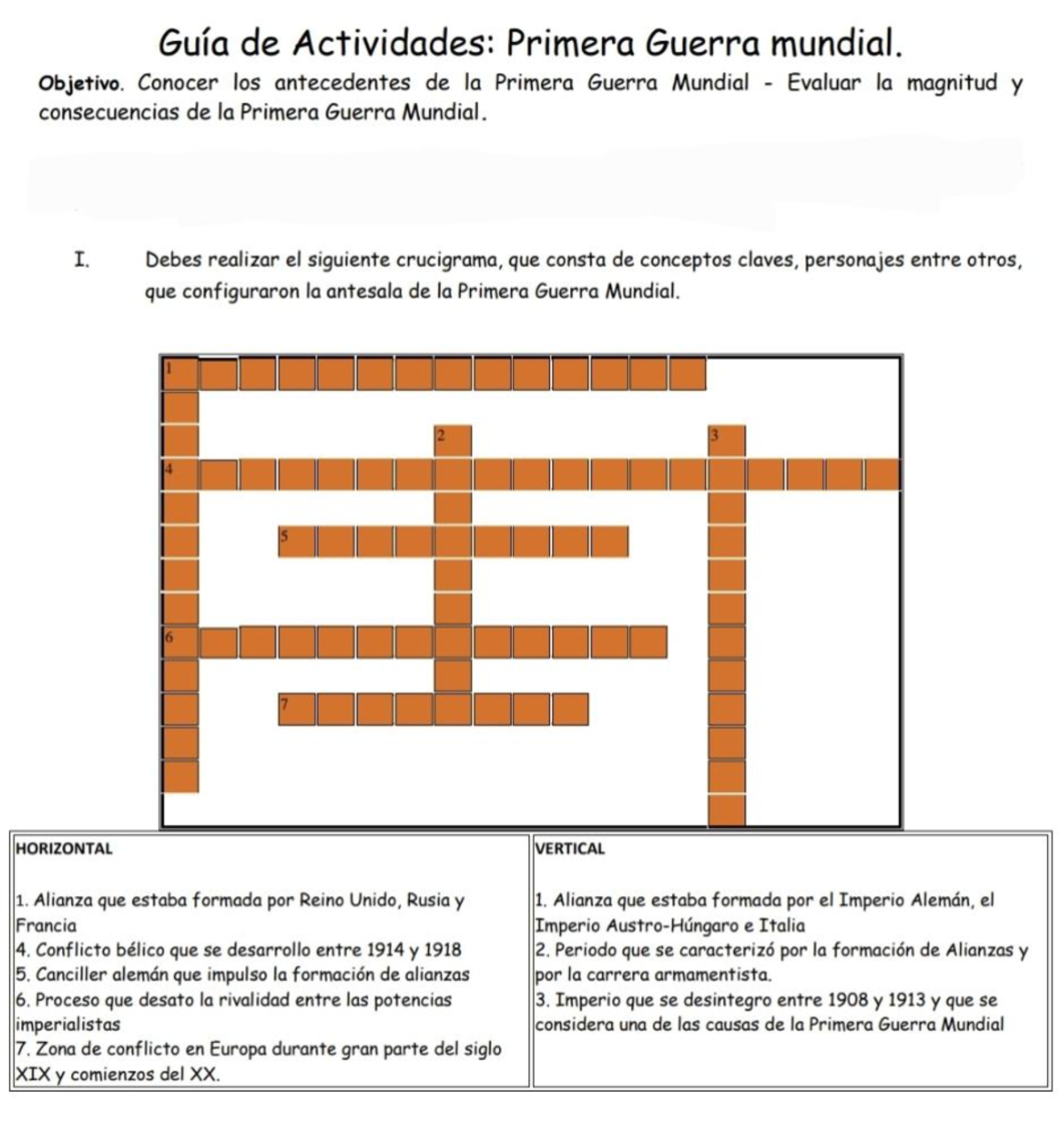 Examen: Actividades y Análisis sobre la Primera Guerra Mundial - Studocu