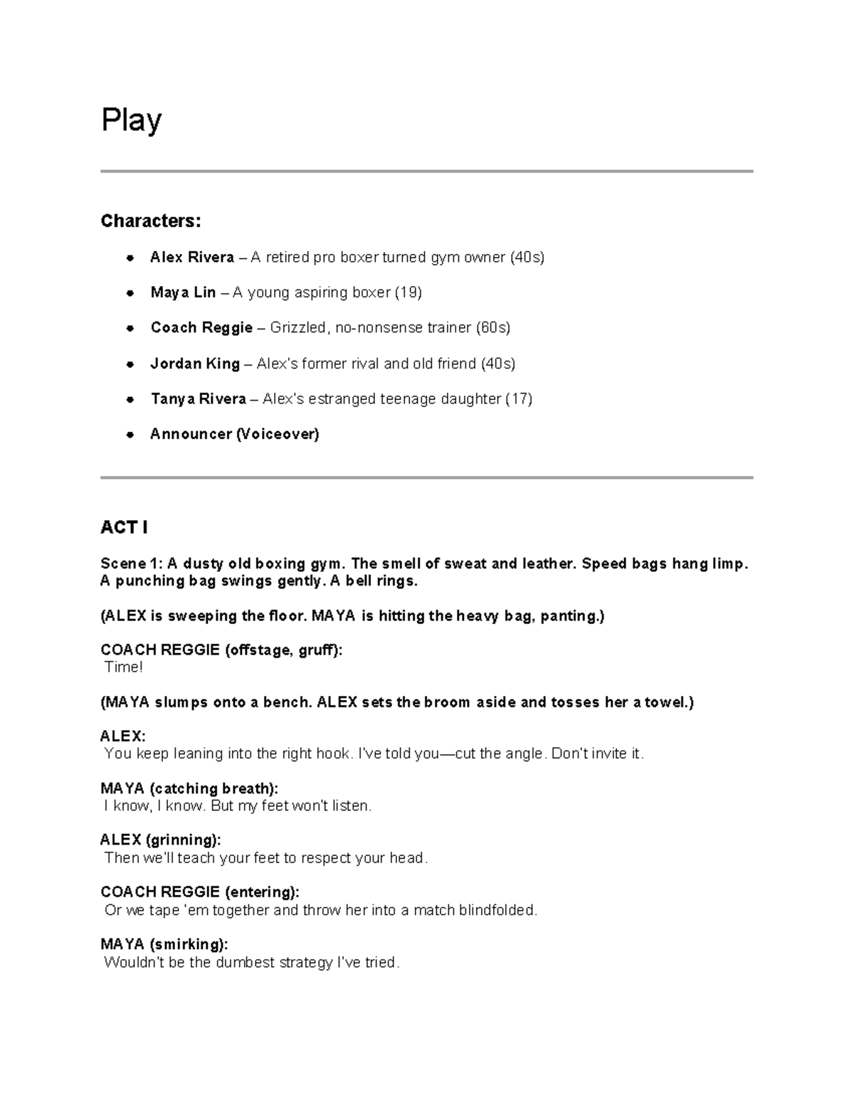Play Characters and Scenes Overview for Drama Class (DRM 101) - Studocu
