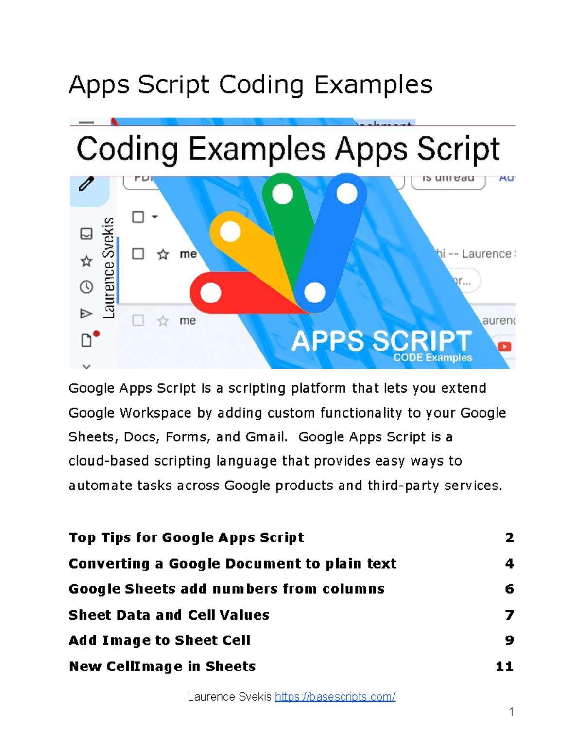 Apps Script Code Examples Guide for Google Workspace - Studocu