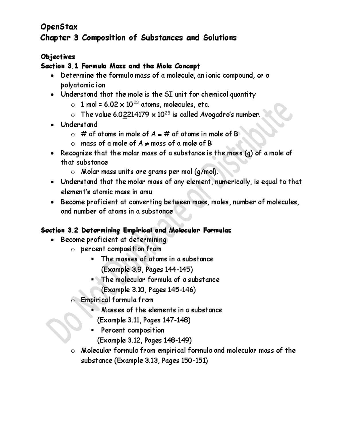 OpenStax CHEM 101 Chapter 3: Composition of Substances & Solutions - Studocu