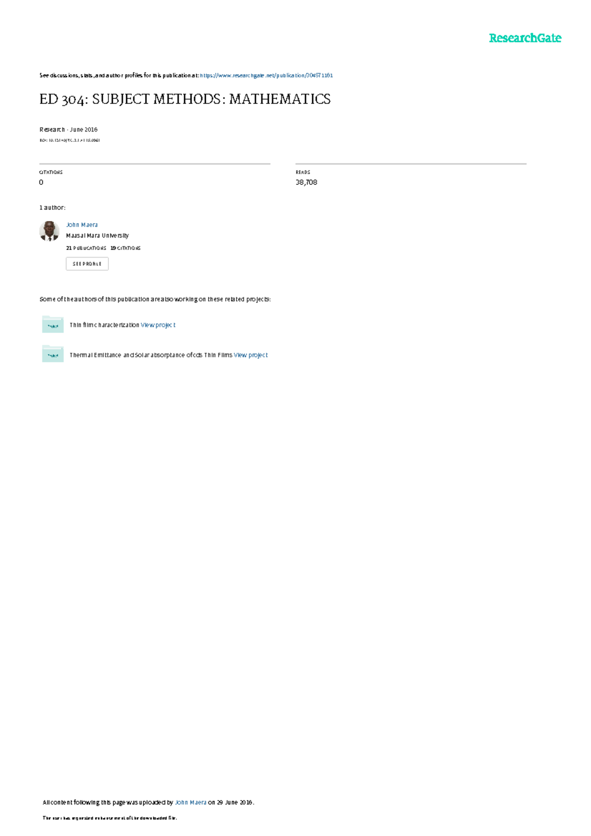 ED 304: Teaching Methods in Mathematics - Strategies and Objectives ...