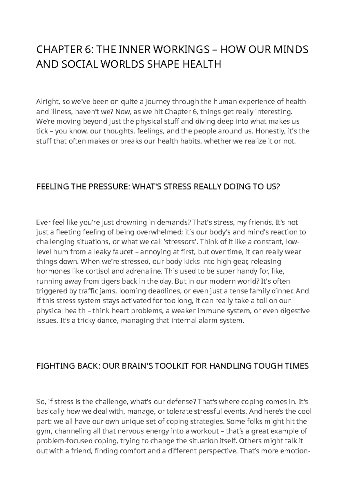 CHAPTER 6: THE INNER WORKINGS OF HEALTH BEHAVIORS - Studocu