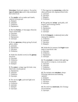 Context Clues in Poetry: Understanding Difficult Words - Studocu