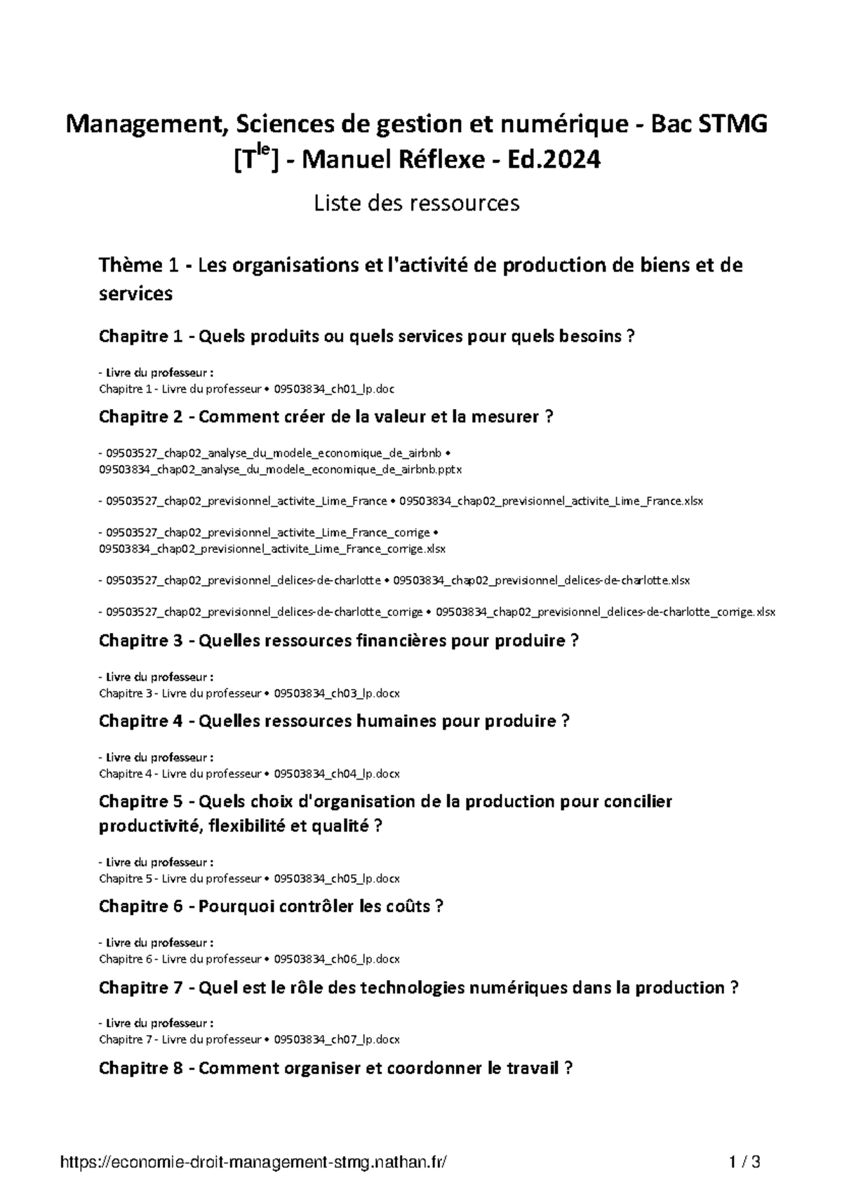 Bac STMG - Ressources et Chapitres sur Management et Numérique - Studocu