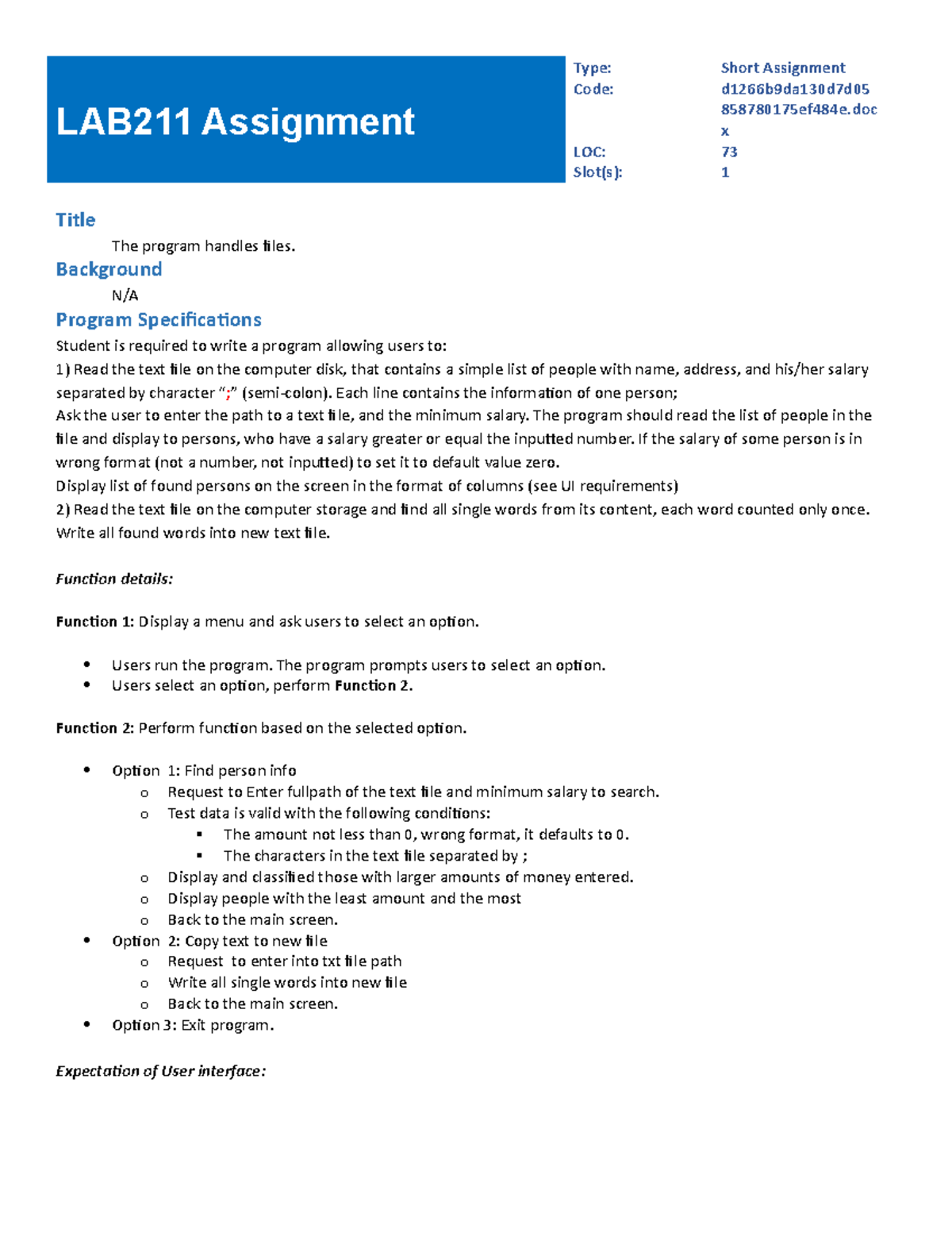 J1 - w3school - LAB211 Assignment Type: Short Assignment Code ...