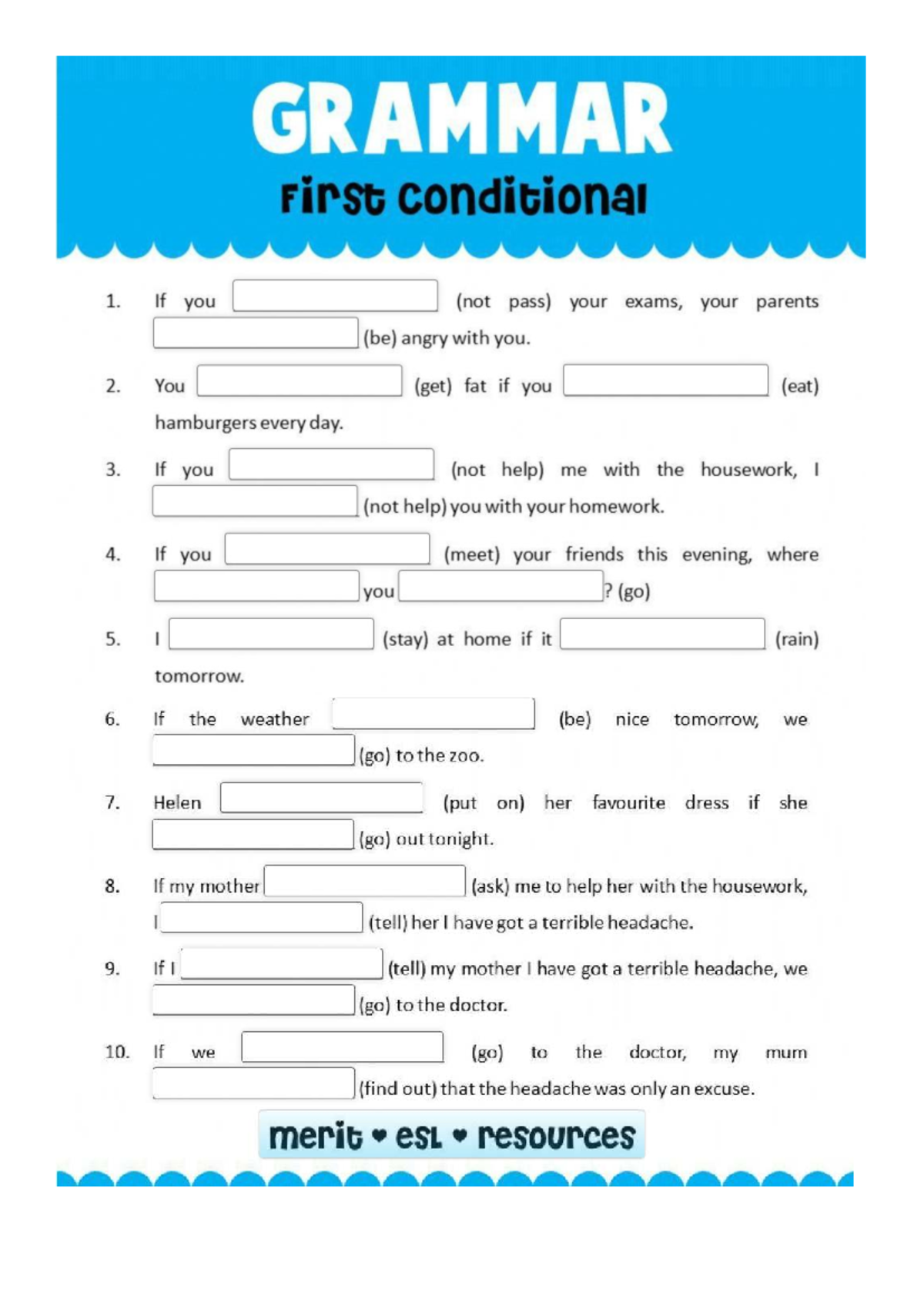 First Conditional Grammar Exercises - ESL Resources - Studocu