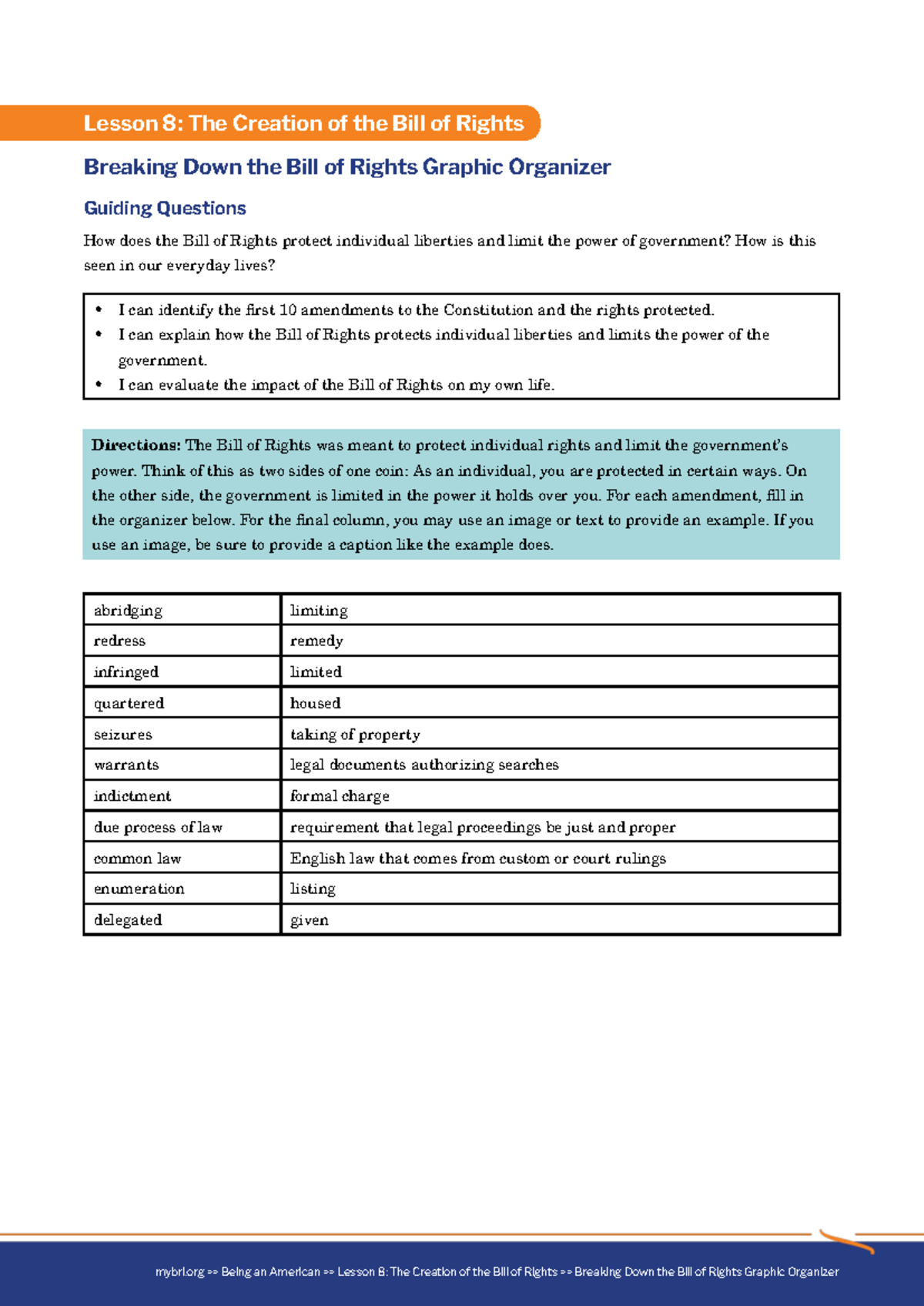 Bill of Rights Graphic Organizer: Understanding Individual Liberties ...