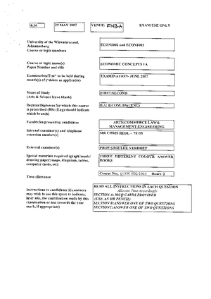 Econ1002A - Wits University - Economic Concepts - Studocu