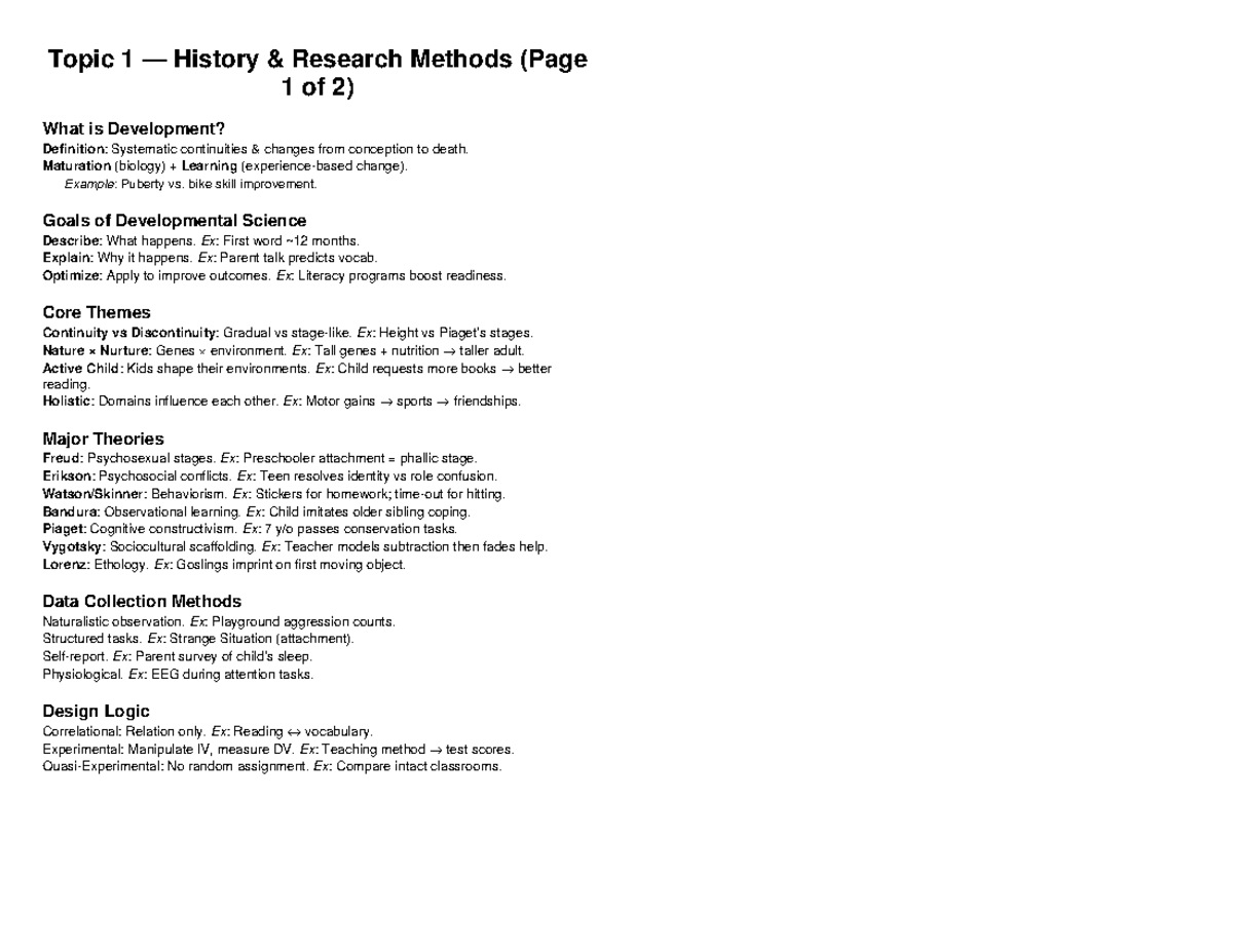 Dev Psych 101: Research Methods in Developmental Science - Studocu