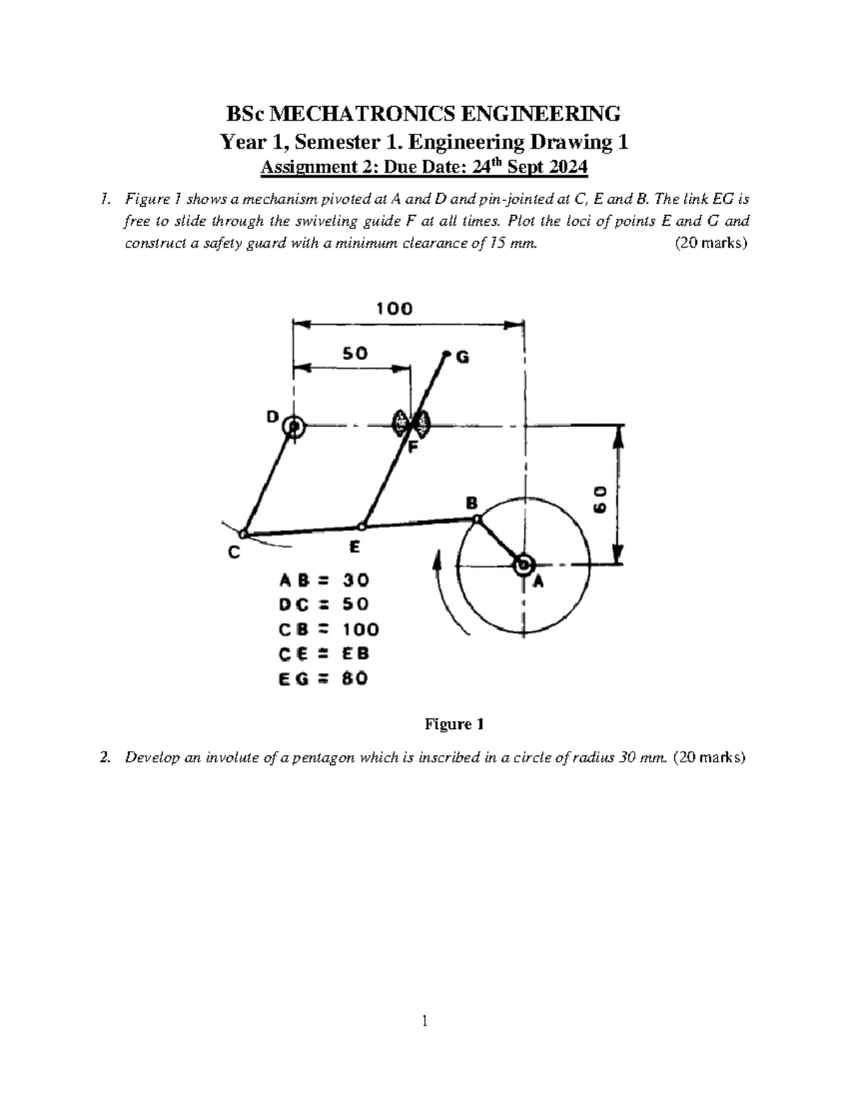 Assignment 2 - Sept 2024 - 1 BSc MECHATRONICS ENGINEERING Year 1 ...