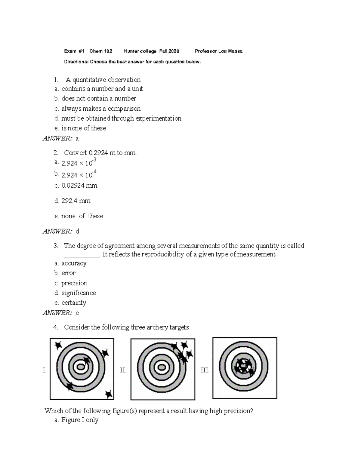 Exam 1 Study Guide - Chem 102 - Fall 2020 - Prof. Massa - Studocu