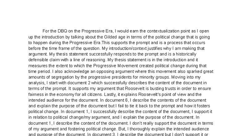 DBQ Reflection: Analyzing Political Change in the Progressive Era - Studocu