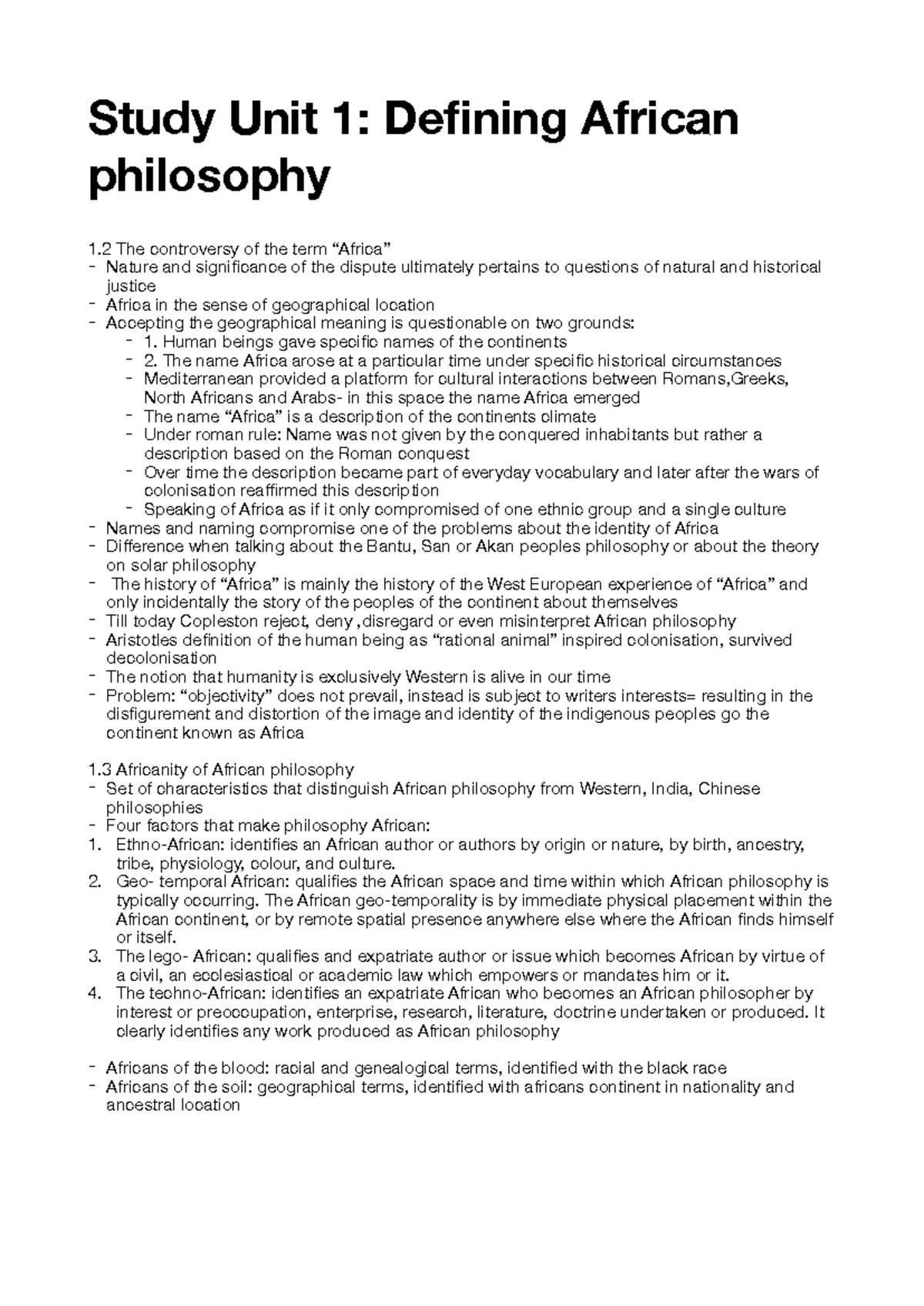 African philosophy - Geo- temporal African: qualifies the African space ...