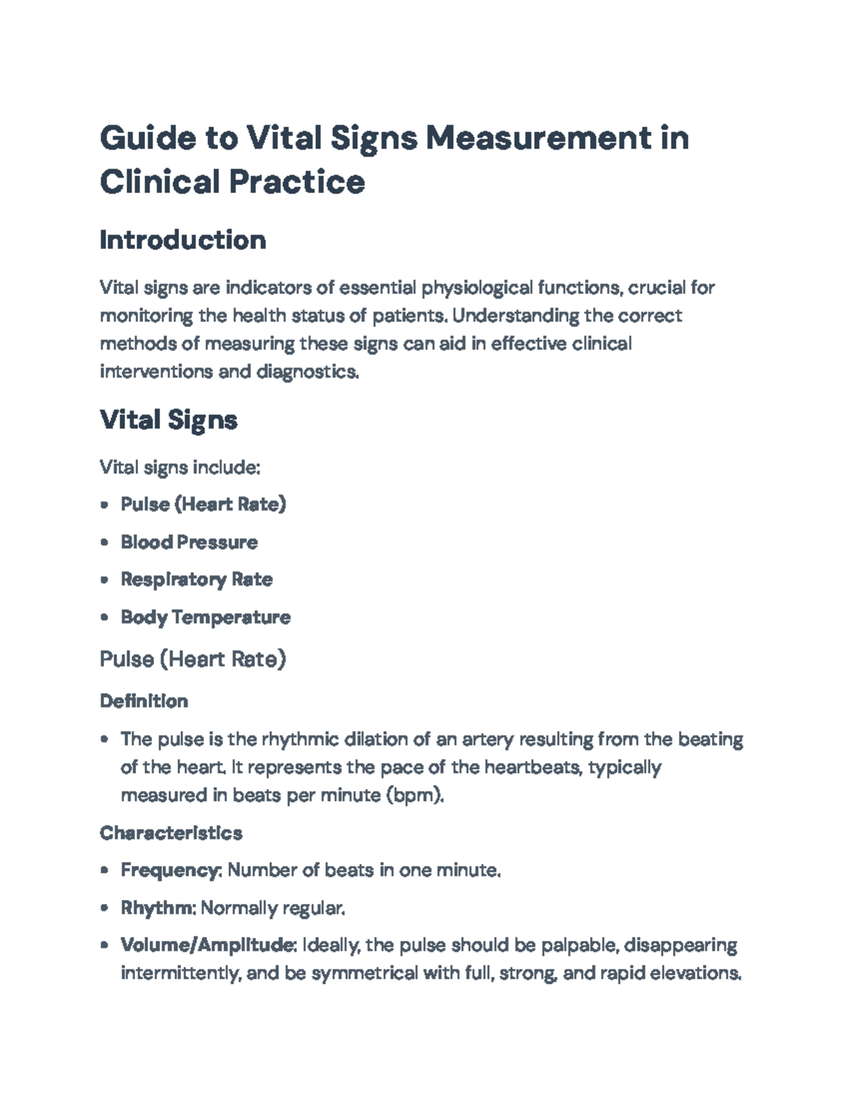 Guide to Vital Signs Measurement in Clinical Practice - Guide to Vital ...