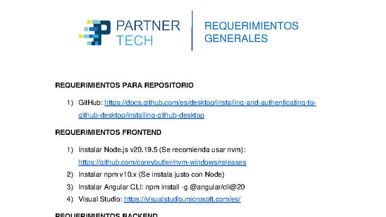 Requerimientos Generales - REQUERIMIENTOS PARA REPOSITORIO GitHub: - Studocu