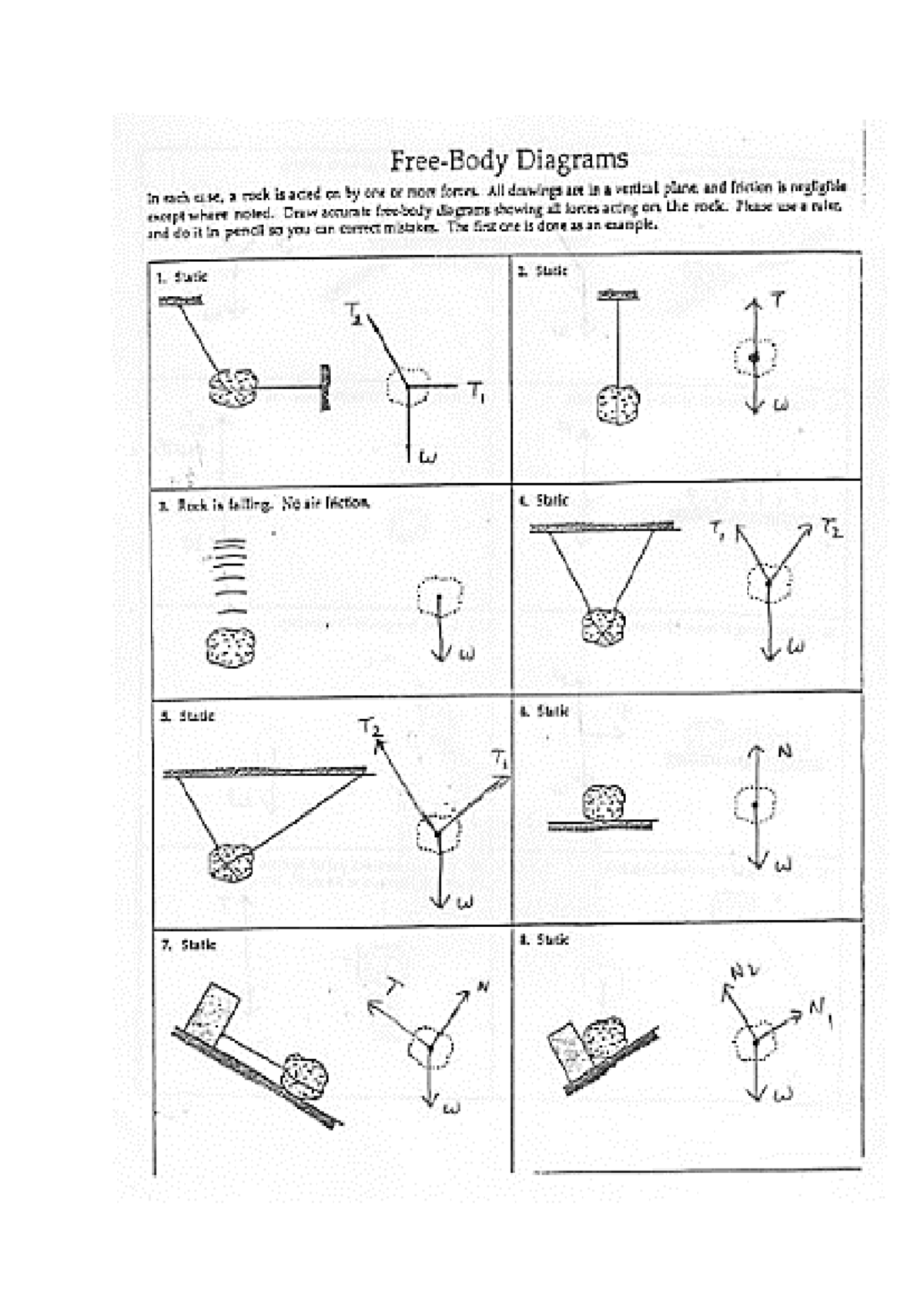Free Body Diagram Analysis for Static Forces in Mechanics - Studocu