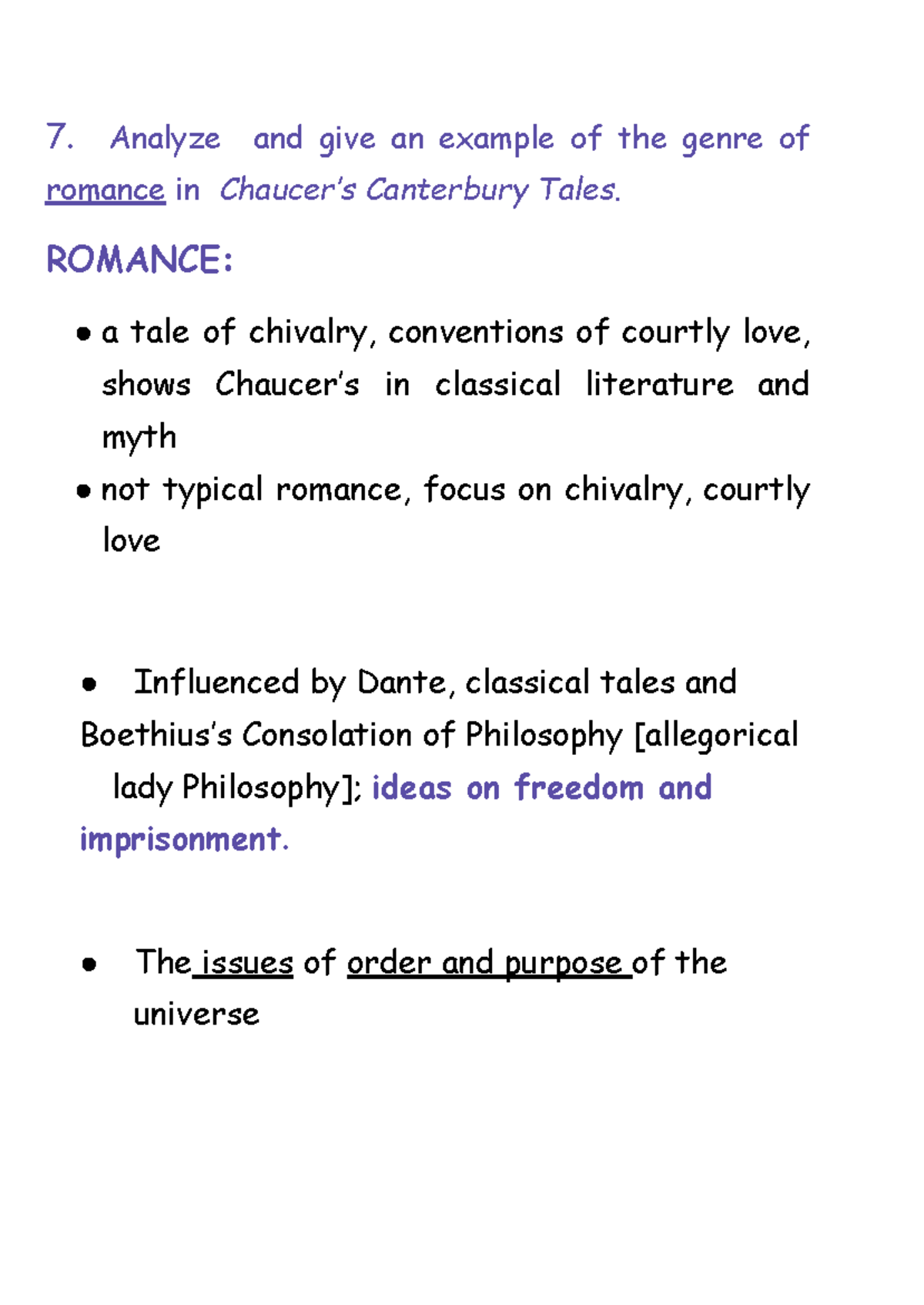 7. Romance Genre Analysis in Canterbury Tales: Chivalry & Love - Studocu
