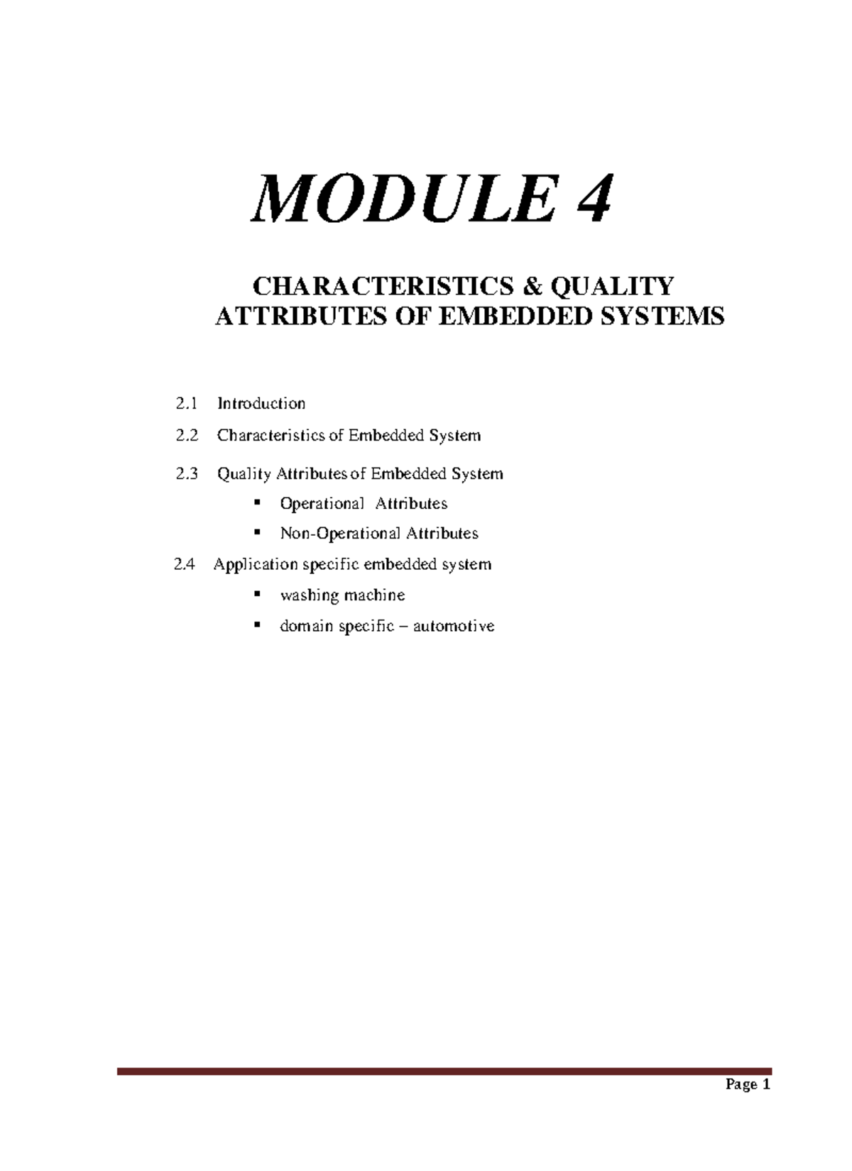 Module 4: Characteristics & Quality Attributes of Embedded Systems ...