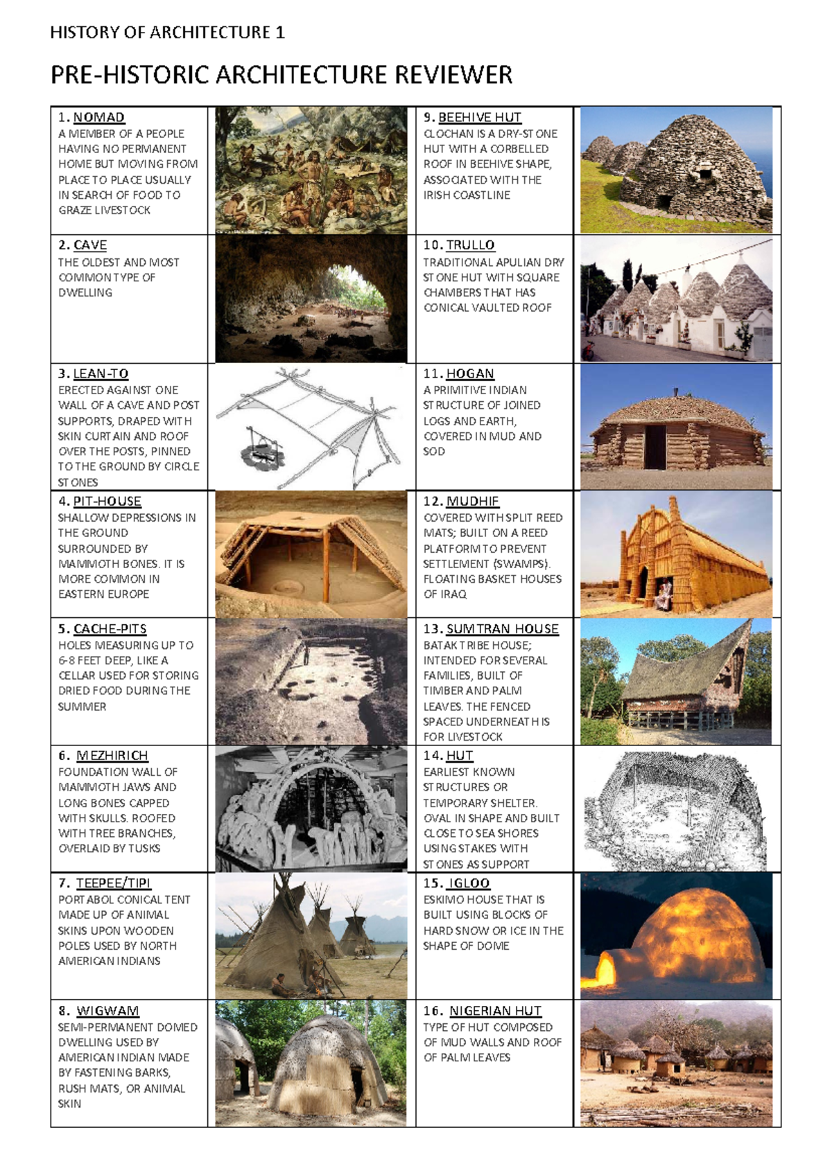 HOA1 Prehistoric Architecture Reviewer: Key Structures and Concepts ...