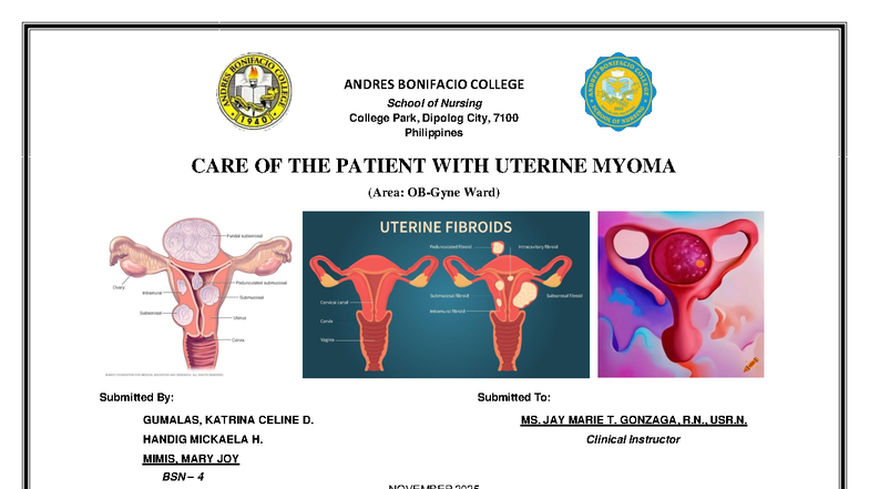 Case Study: Care of Patients with Uterine Myoma (Nursing 101) - Studocu