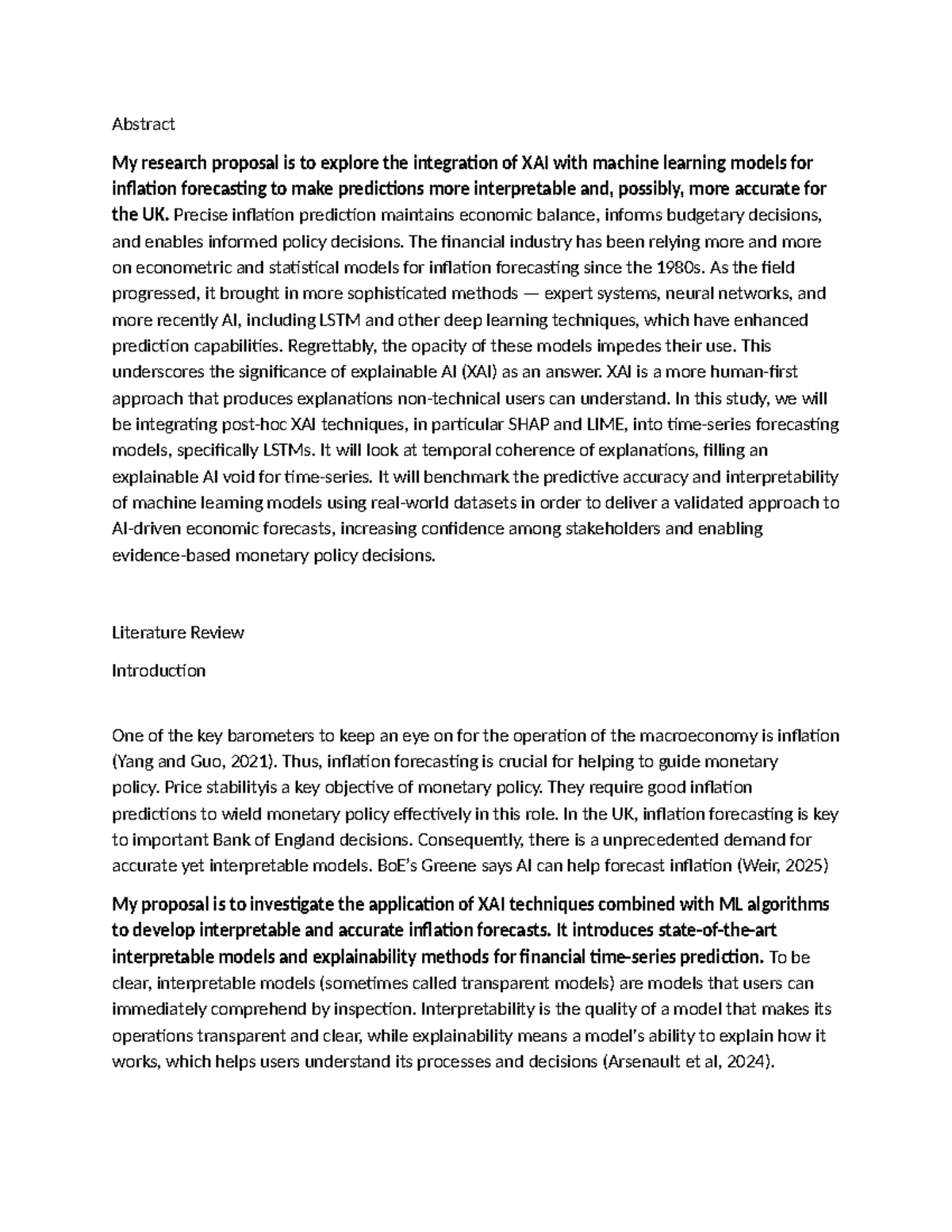 XAI & ML for Inflation Forecasting: A UK Study Proposal - Studocu
