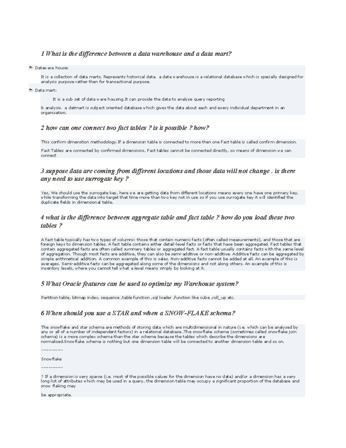 Data Warehouse Concepts and Interview Q&A (Course Code: DWH101) - Studocu