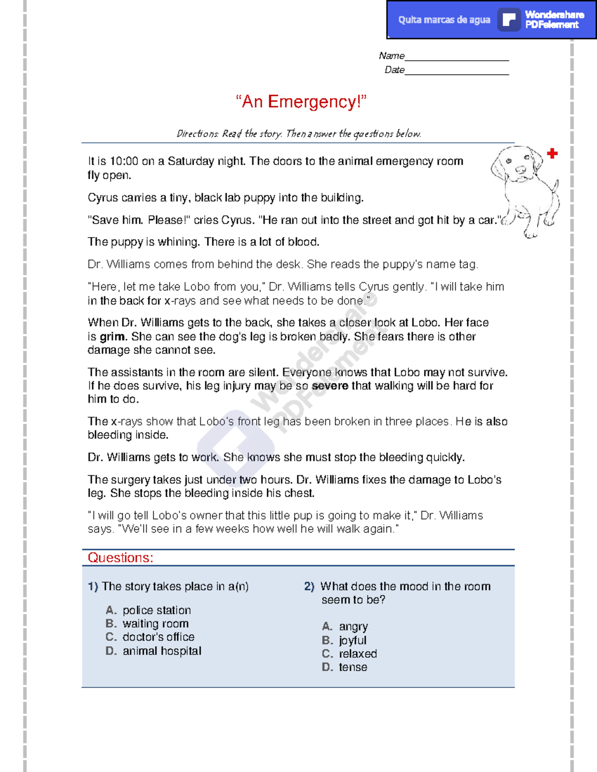 Emergency Animal Hospital Case Study: Lobo's Surgery and Recovery - Studocu