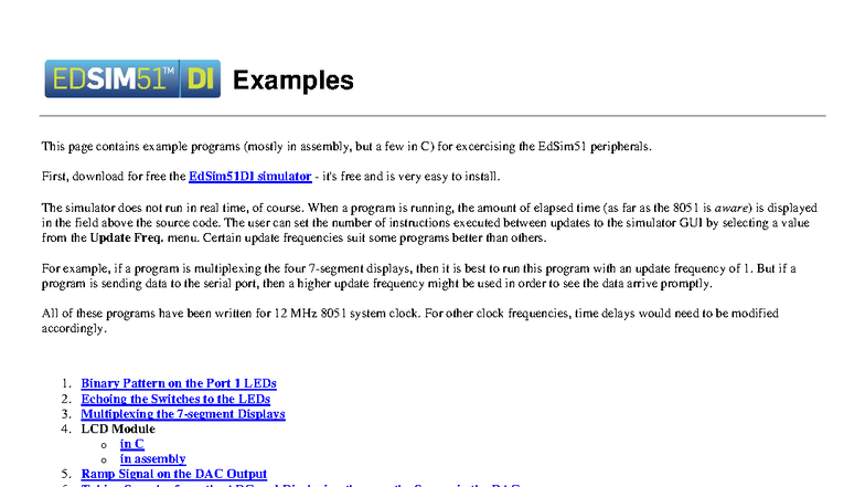 Edsim 51 examples-1 - Examples This page contains example programs ...