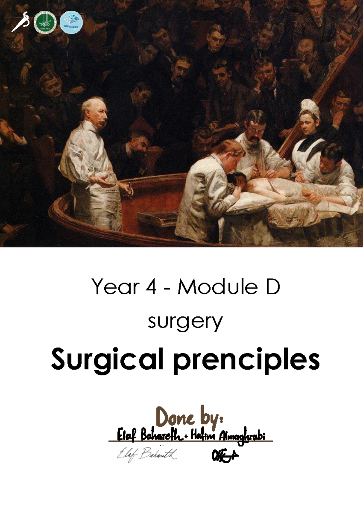 Surgery Principles: Key Concepts & Care – Year 4 Module D - Studocu