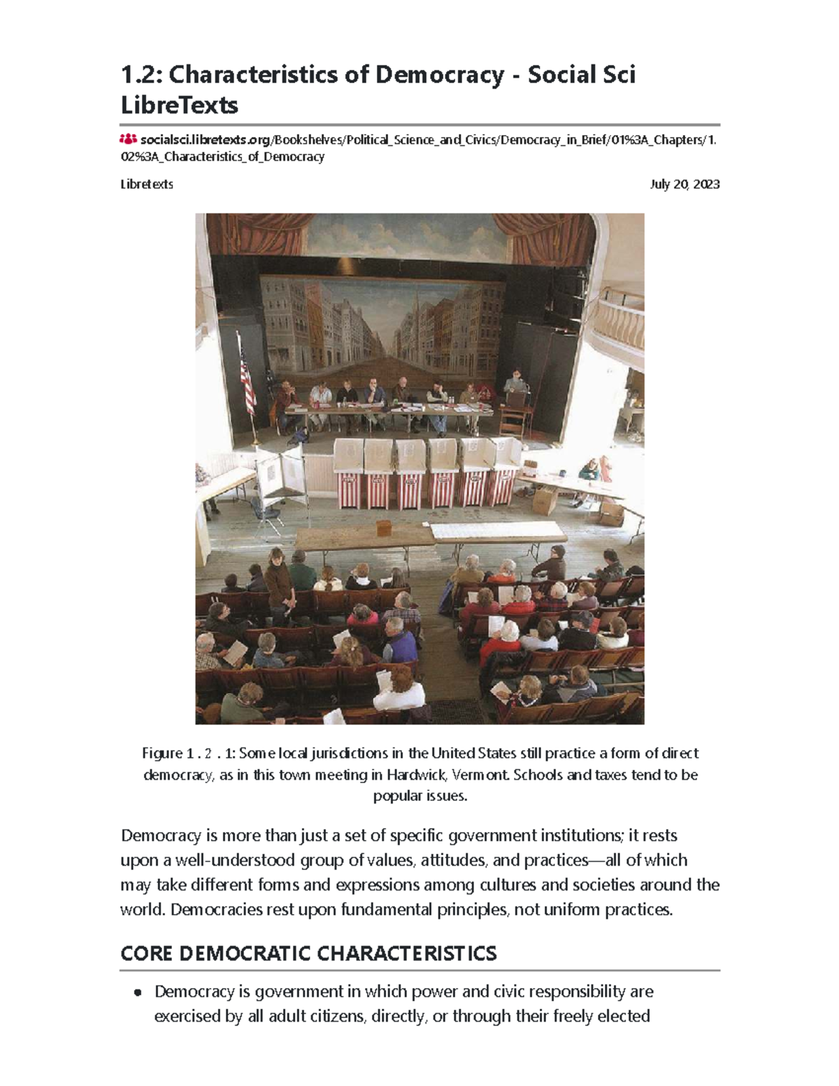 1.2: Key Characteristics of Democracy - Social Sci LibreTexts - Studocu