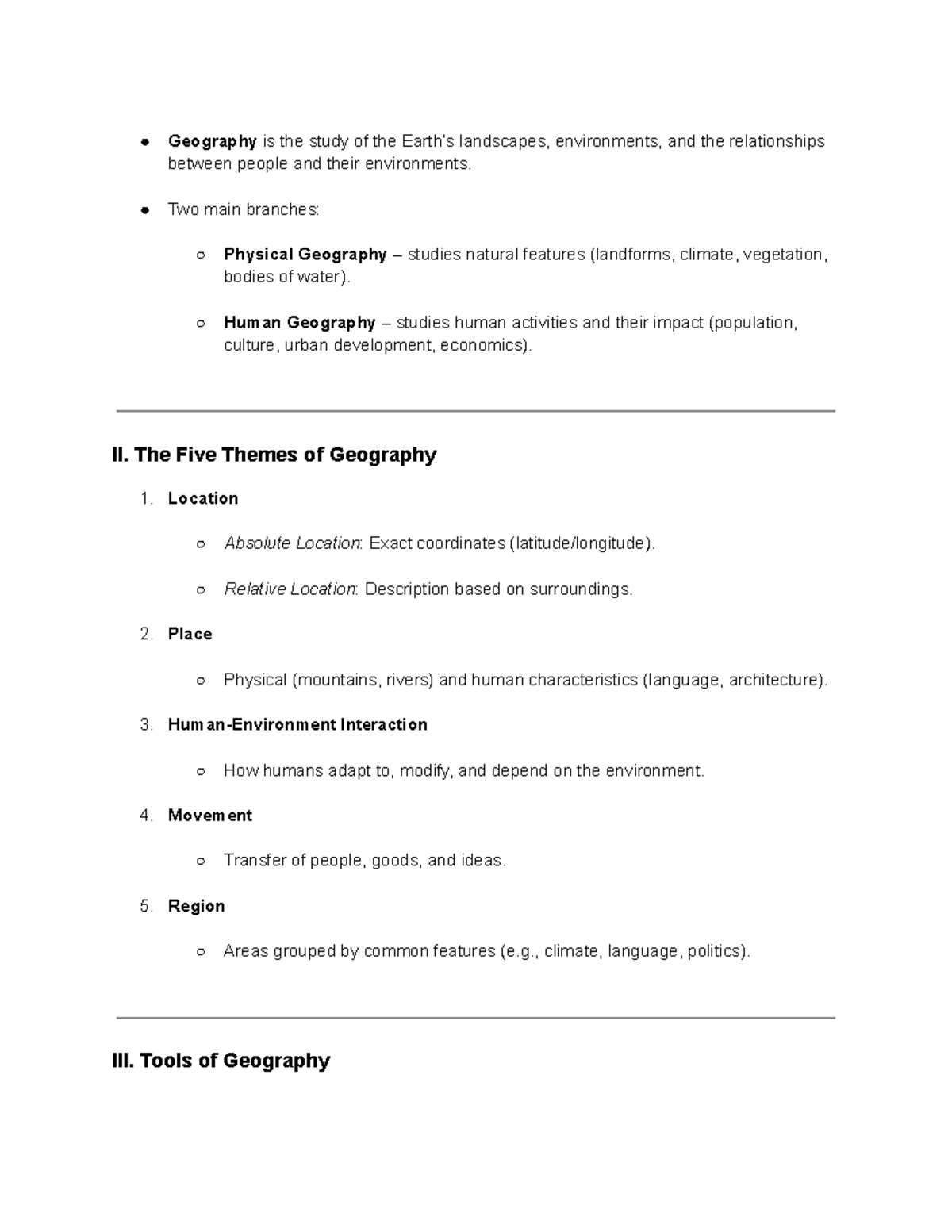 Geography 101: Exploring Physical & Human Geography Concepts - Studocu