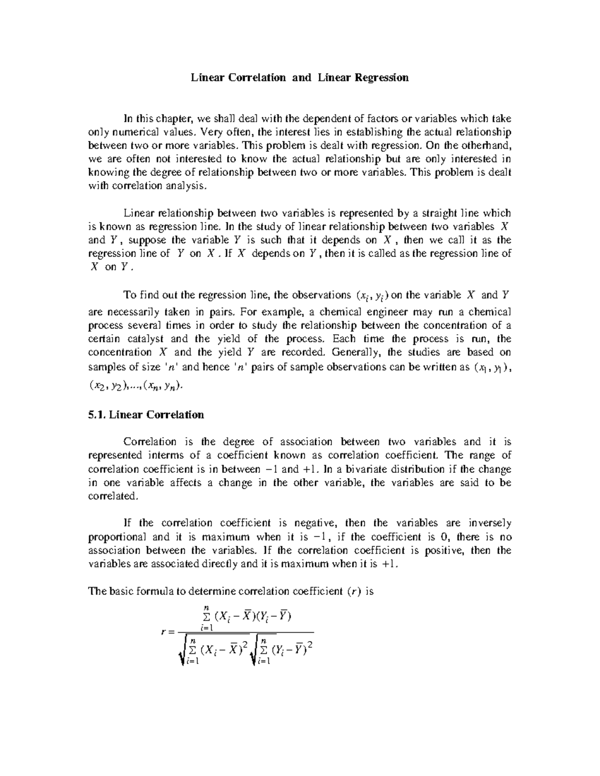 Prob CAT2 - CAT 2 - Linear Correlation and Linear Regression In this chapter, we shall deal with ...