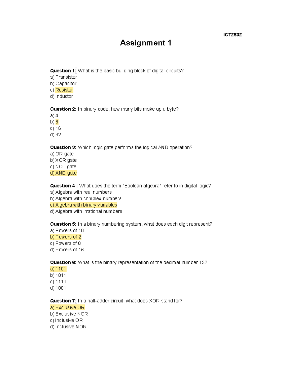 ICT2632 Assignment 1 Questions & Answers for 2024 - Studocu