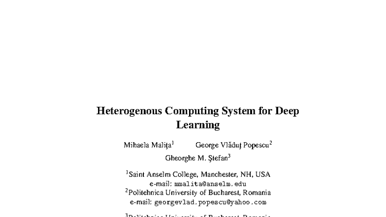 Heterogeneous Computing Systems for Efficient Deep Learning DNNs - Studocu