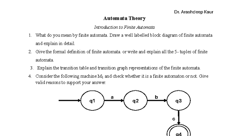 Automata Theory (CS101): Introduction to Finite Automata and Concepts ...