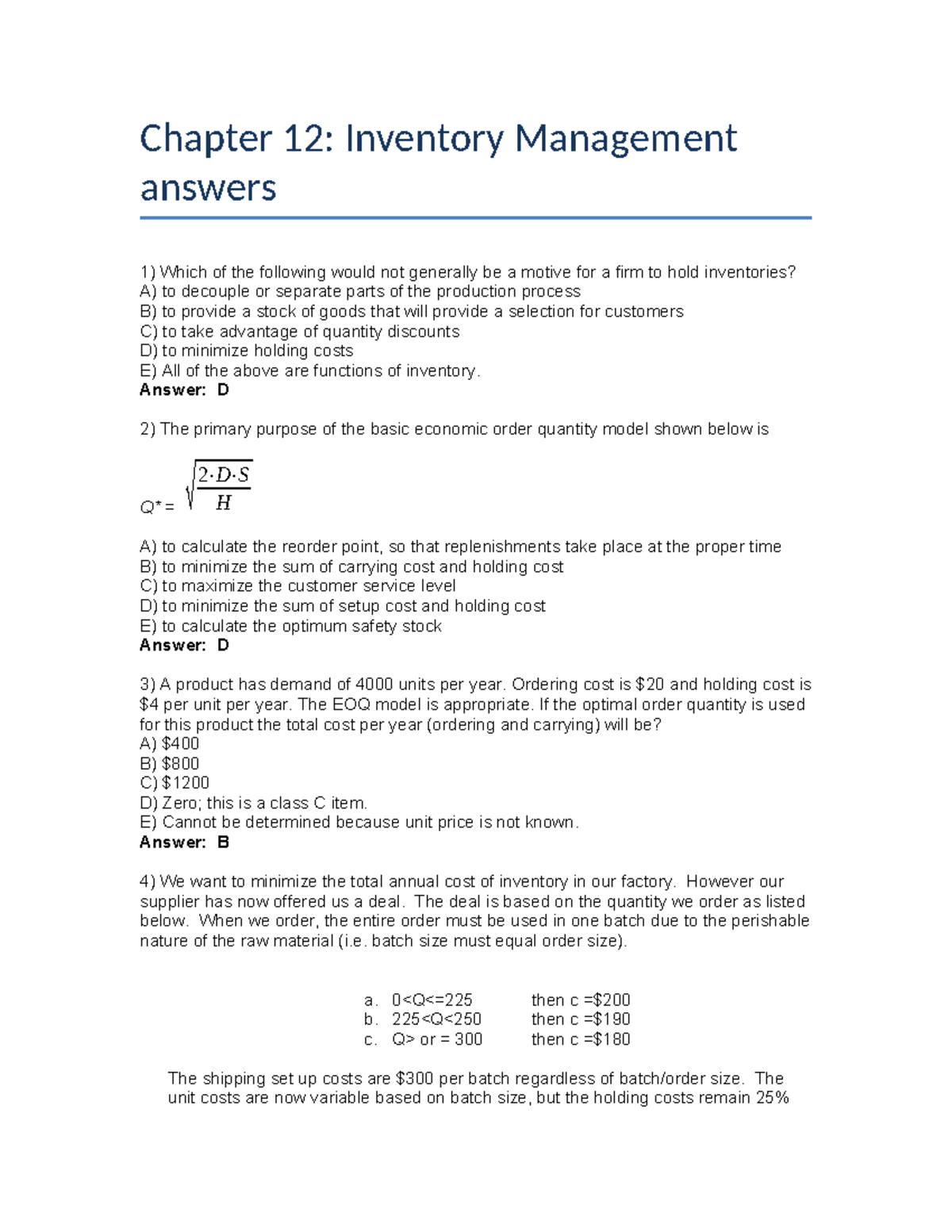 Chapter 12: Inventory Management - Hard Problems Solutions - Studocu