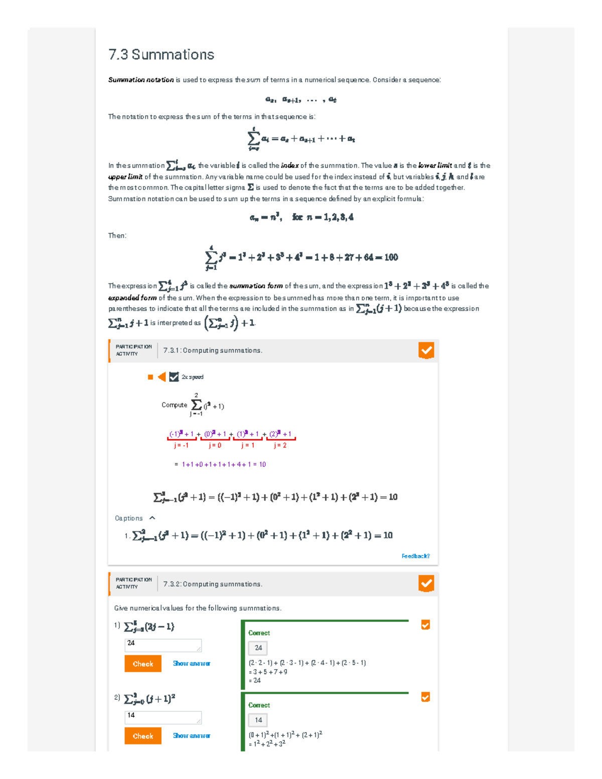 Summations and Closed Forms - MAT 230 Discrete Mathematics Section 7.3 ...