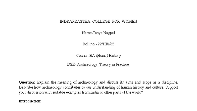 BA (Hons.) History: Archaeology - Aims and Scope Explained - Studocu