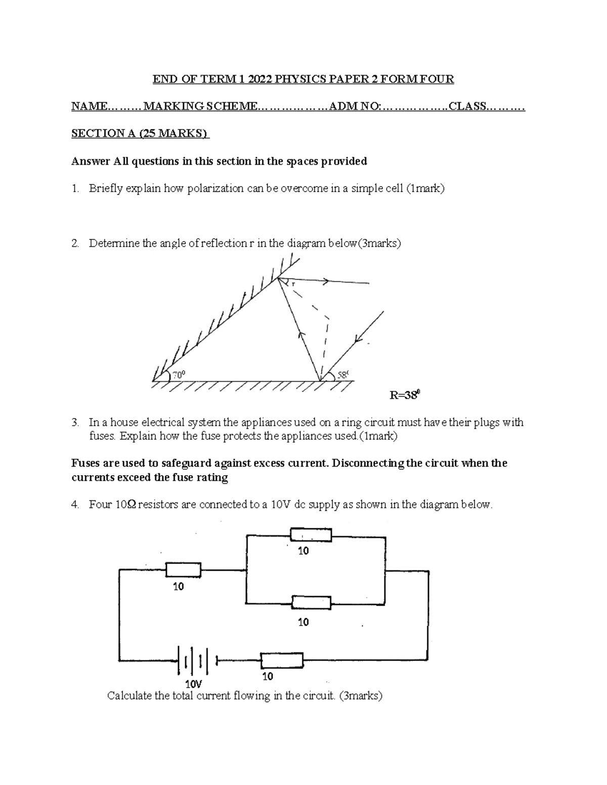 PHY Pp2 MS - Term 1 2022 Physics Paper 2 Exam Notes - Studocu