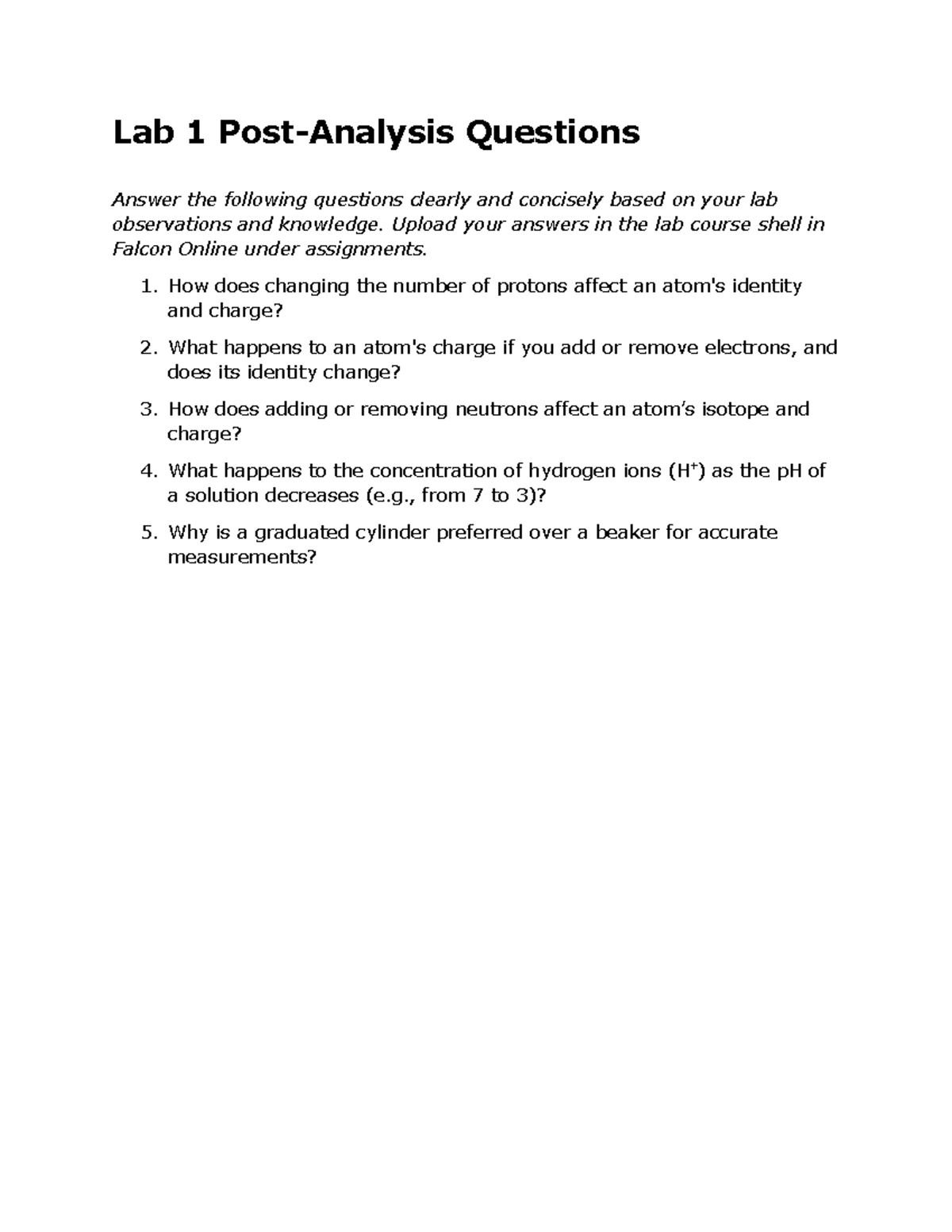 Lab 1 Post Lab Analysis Questions and Answers - Studocu