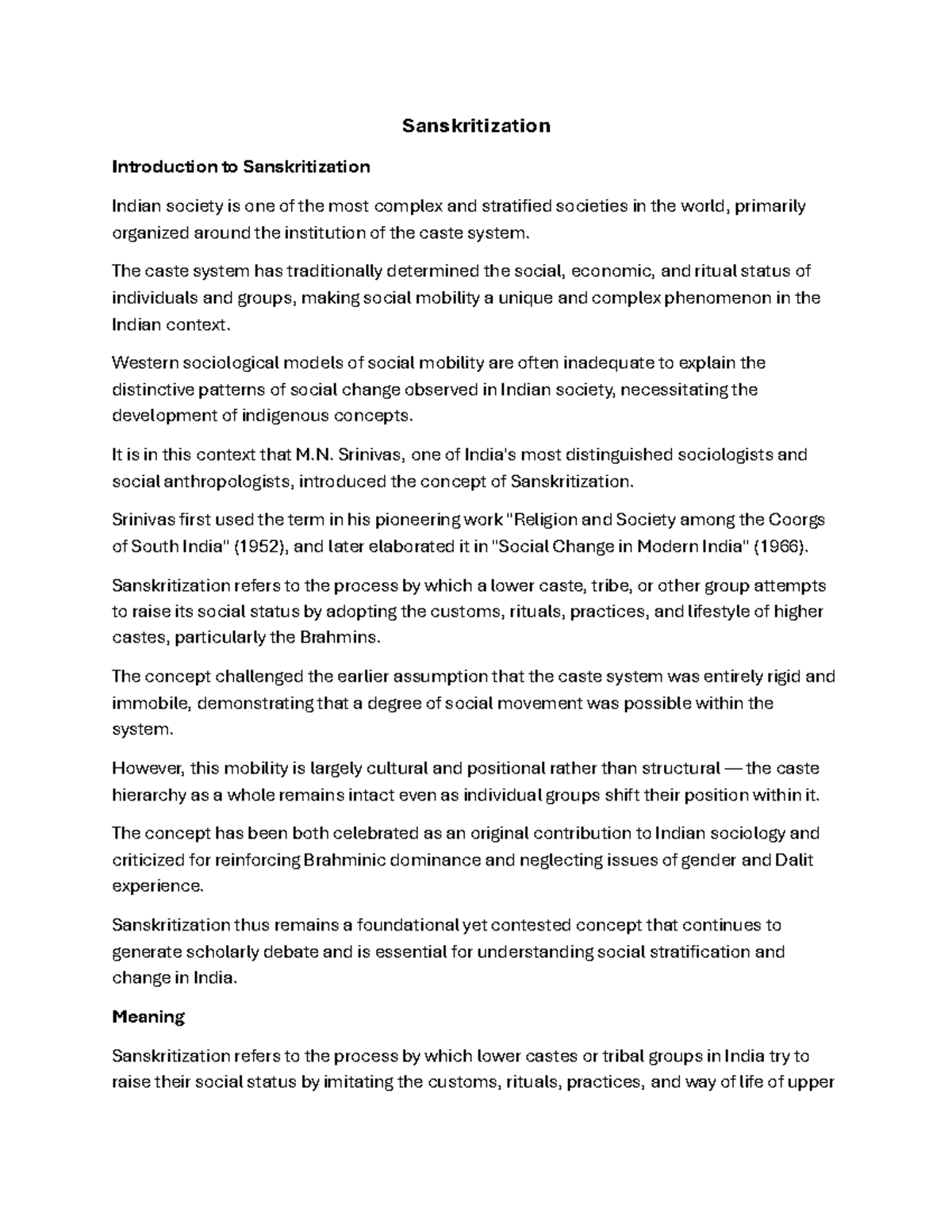 Sociological Concepts: Sanskritization, Westernization & Urbanization ...