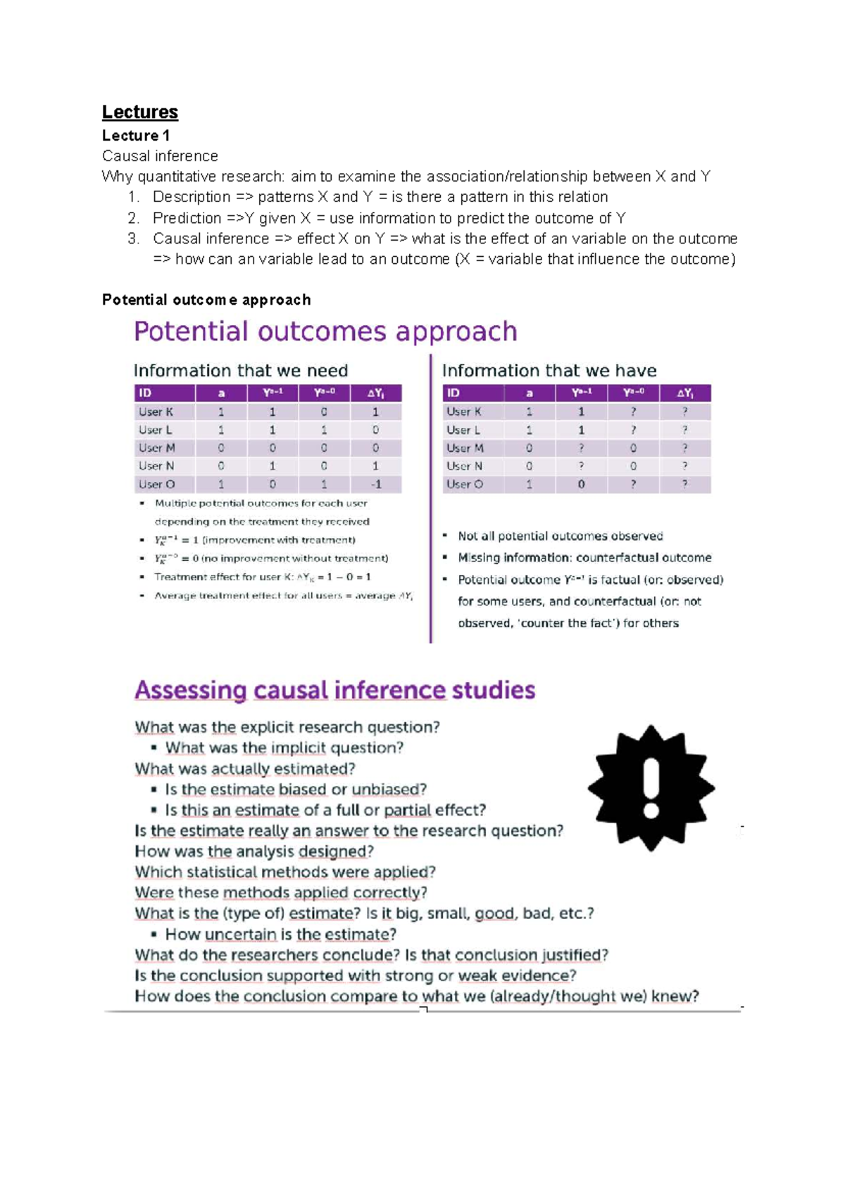 Advanced Research Methods: Causal Inference and Qualitative Analysis Lectures - Studeersnel