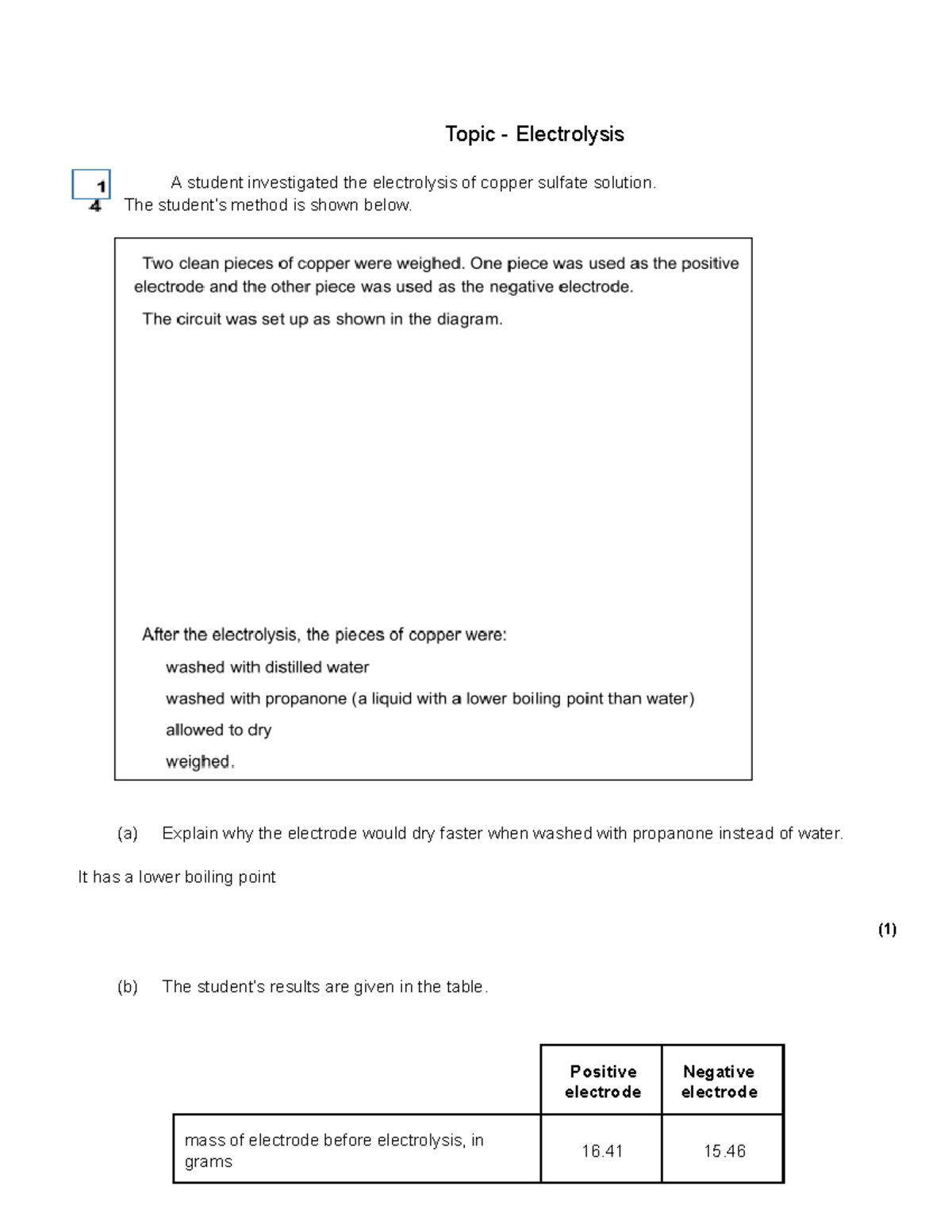 Electrolysis Study Guide: Copper Sulfate & Sodium Chloride Solutions ...