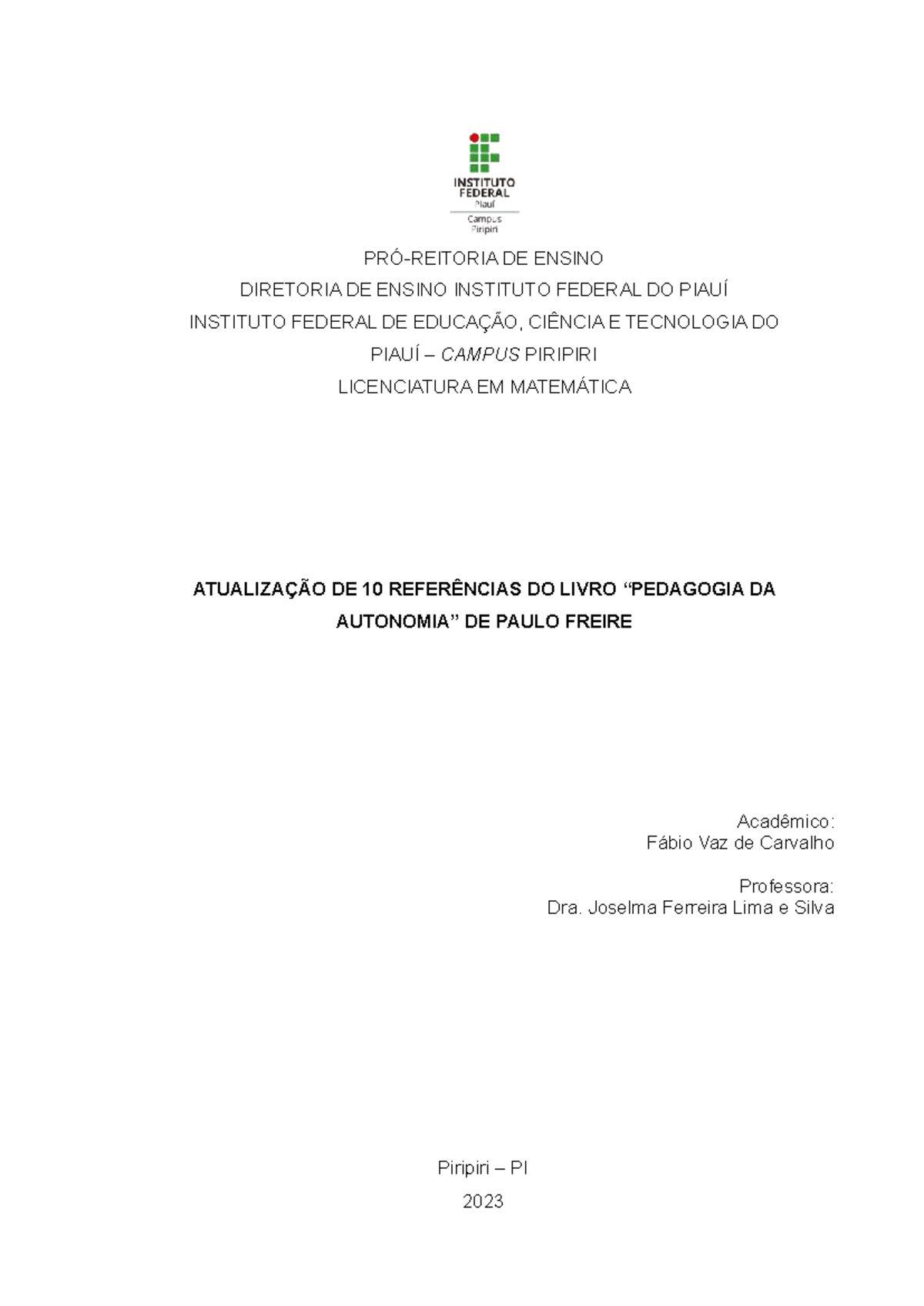 Atualização de Referências ABNT e APA - Licenciatura em Matemática ...