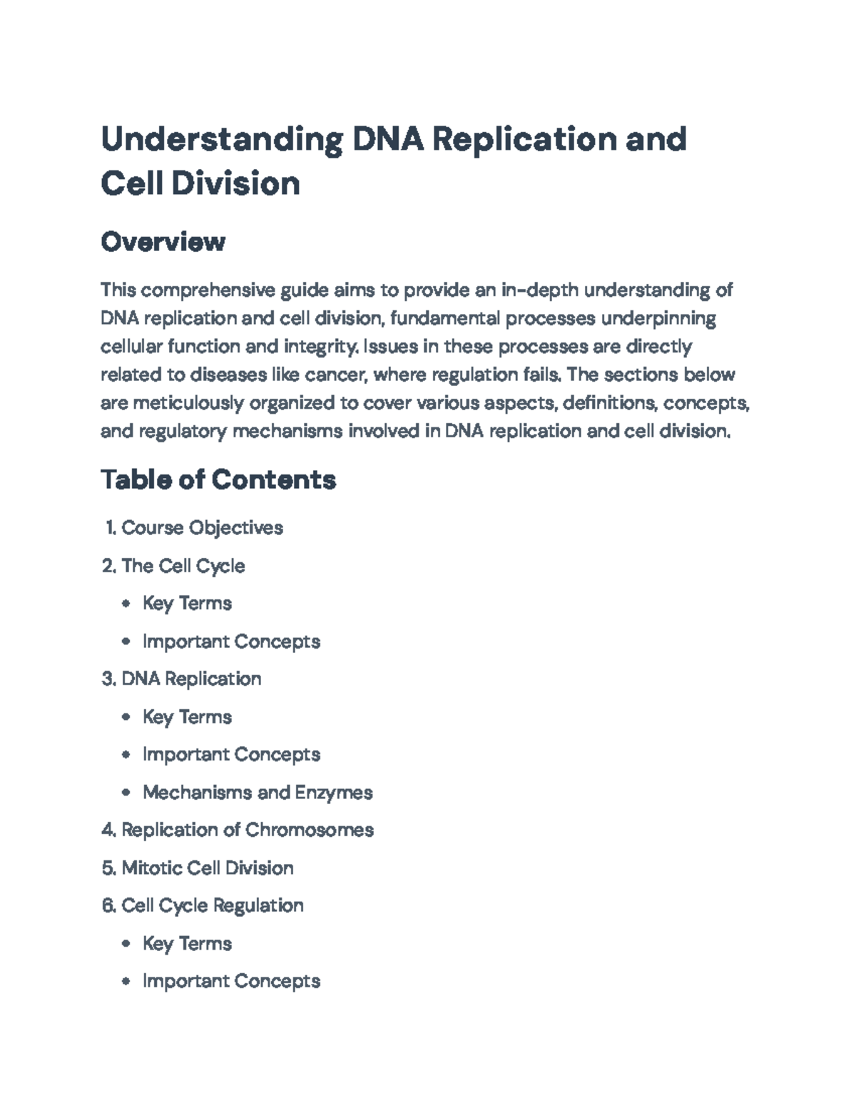 Understanding DNA Replication and Cell Division Processes ...