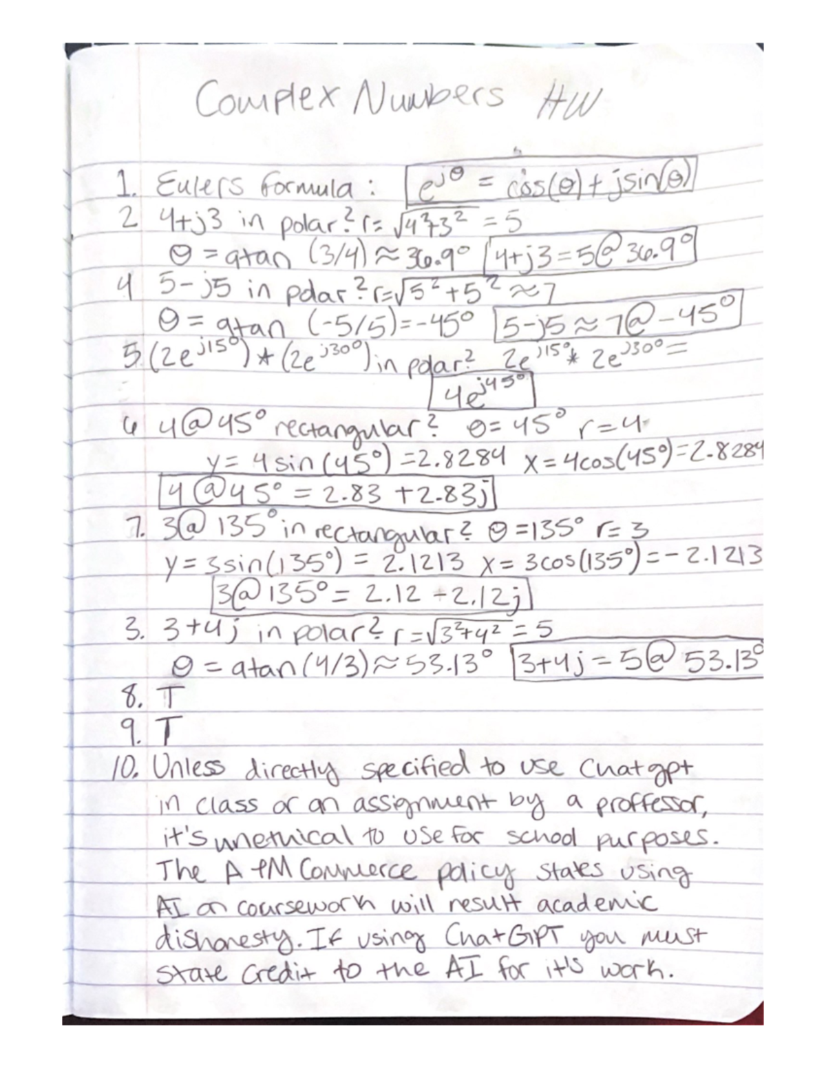 Complex#'s - assignment - COUN 510 - Complex Numbers Hw 1. Eulers ...