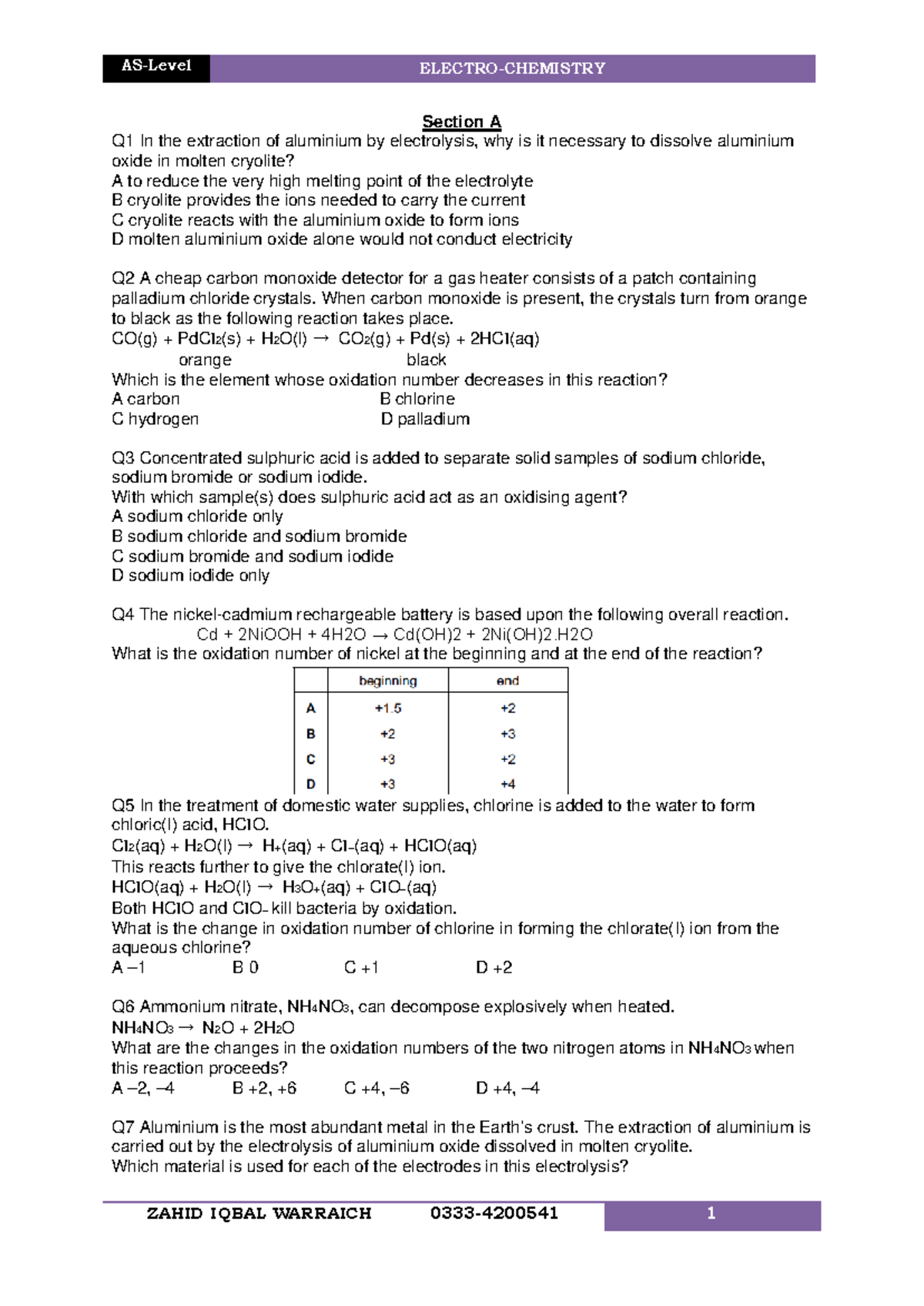 Electrochemistry Exam Questions & Answers (CHEM101) - Studocu